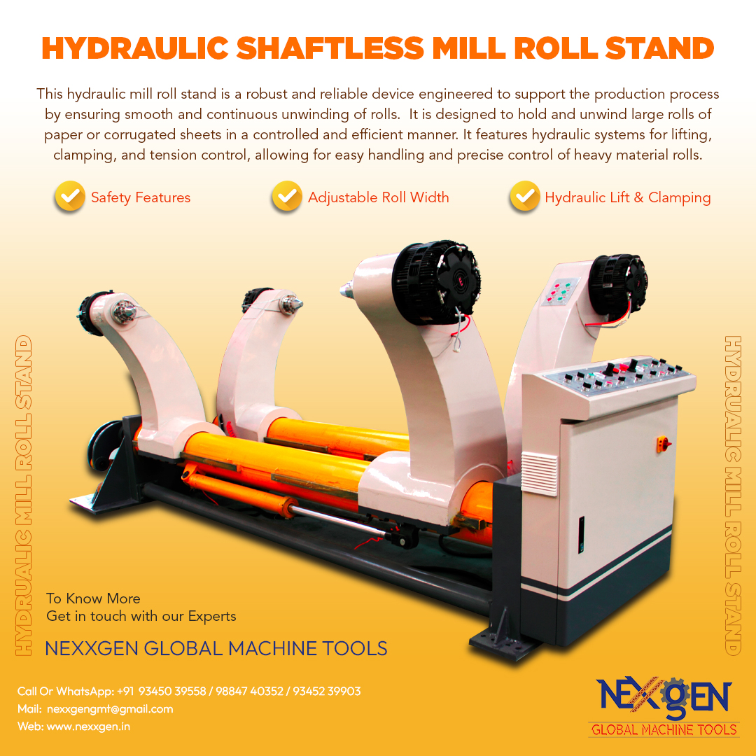 Hydraulic shaftless reel stand - carton box making machine spares